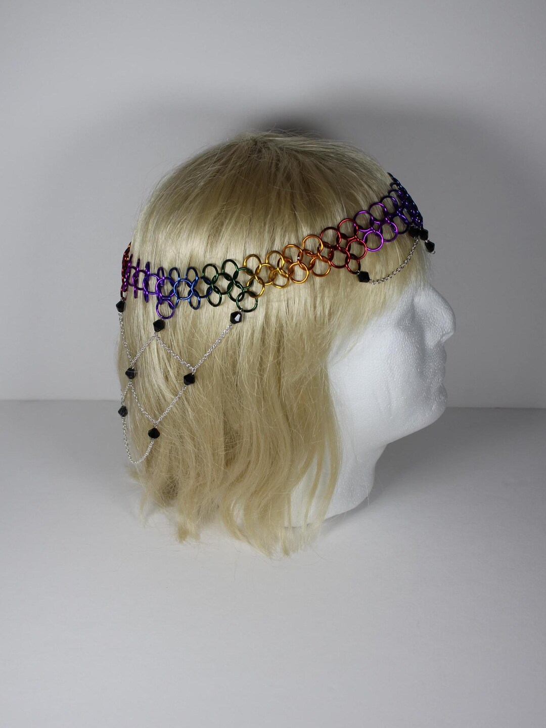 Rainbow Chainmail Headpiece, Wedding Tiara for Bride, Fantasy Wedding ...