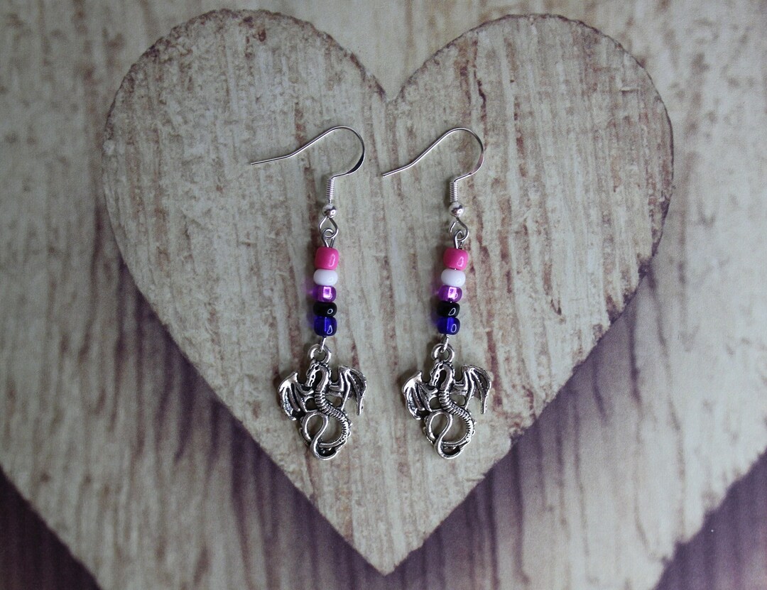 Genderfluid Pride Dragon Earrings, Genderfluid Flag Jewelry, Pride ...