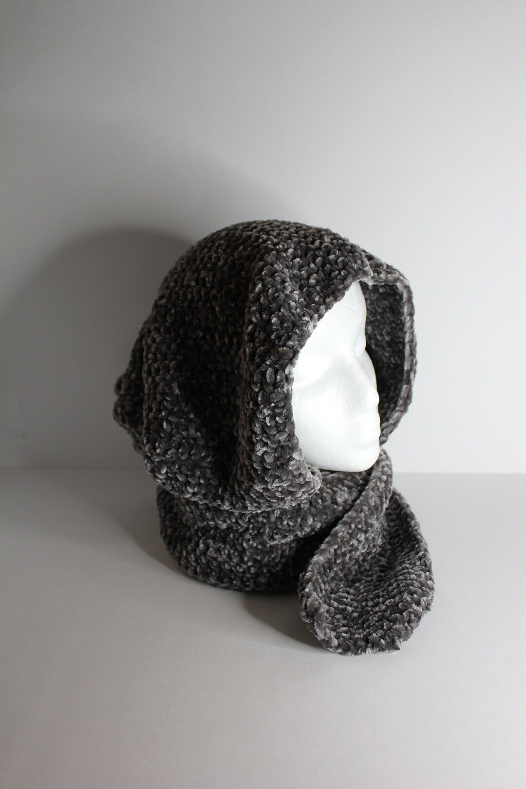 Velvet Crochet Hooded Scarf, Fairy Hood, Fae Hood, Renaissance Faire ...