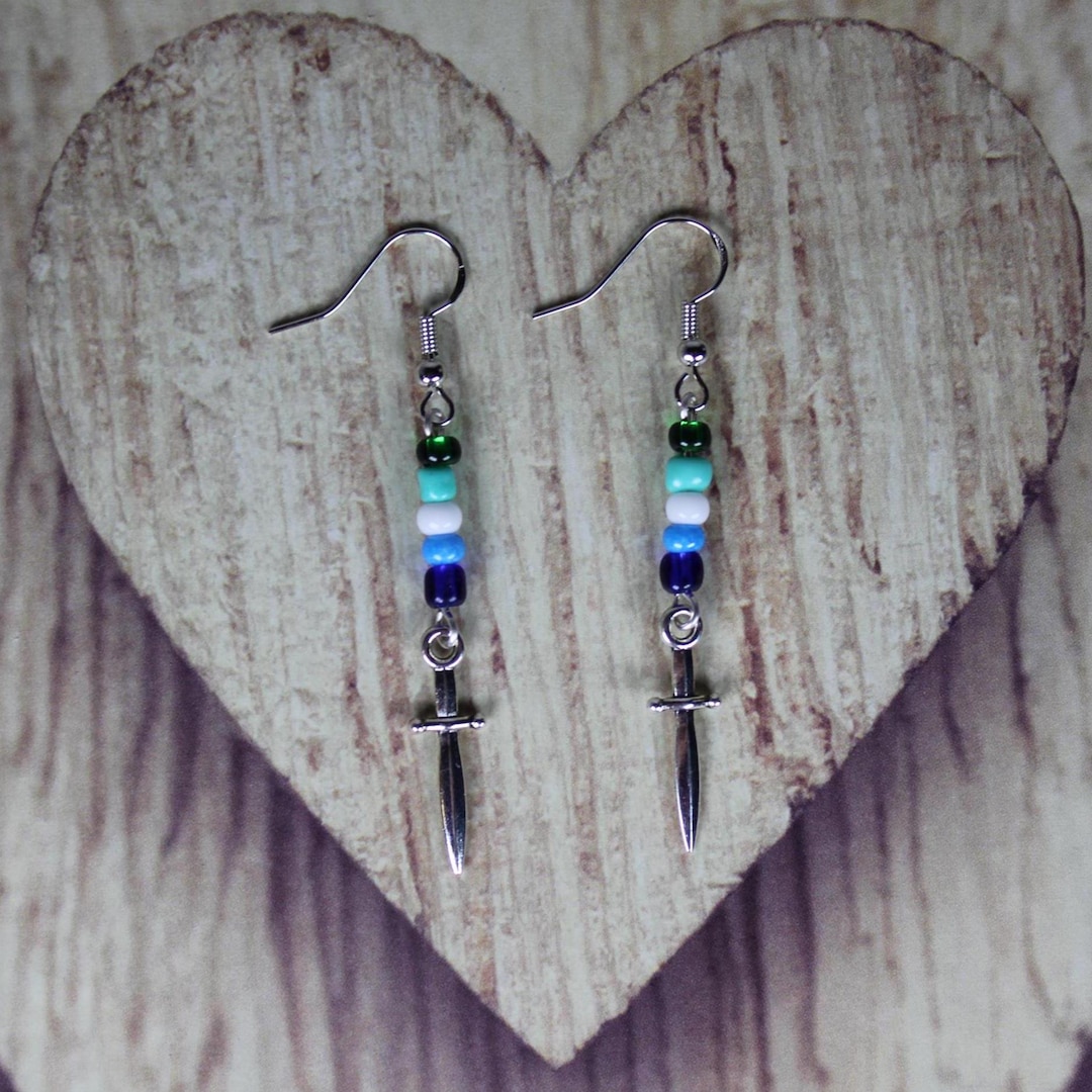 Gay Pride Sword Earrings, MLM Pride Flag Jewelry, Hypoallergenic ...
