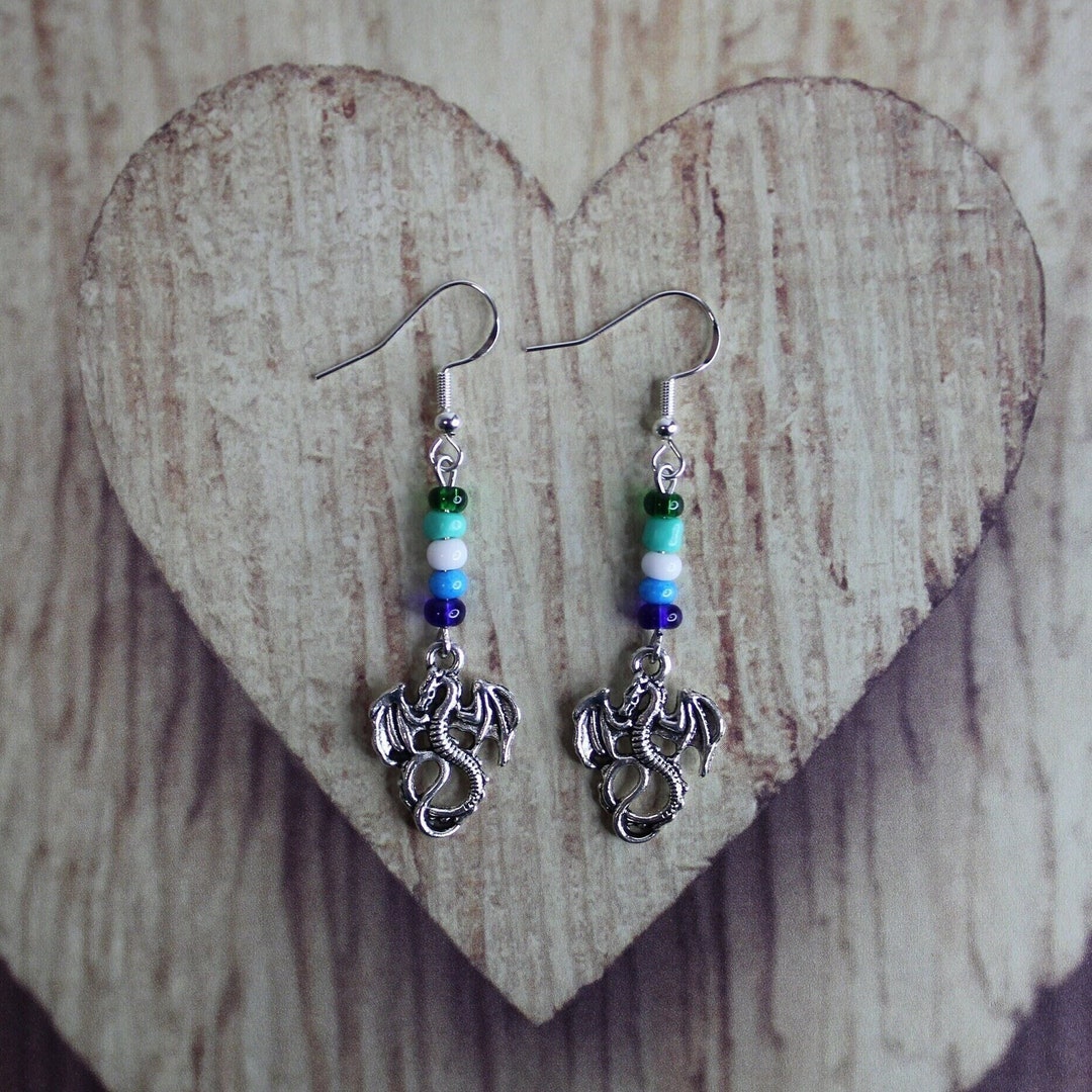 Gay Pride Dragon Earrings, MLM Pride Flag Jewelry, Hypoallergenic ...