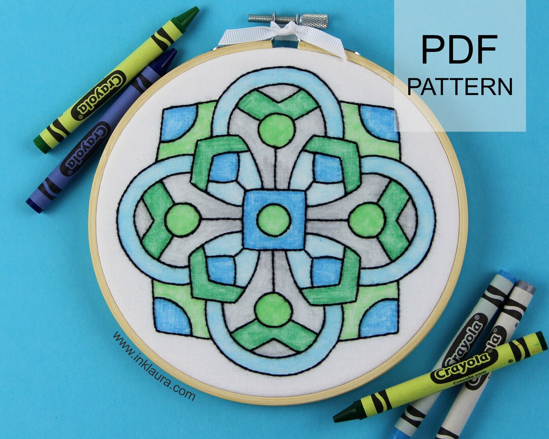 Modern Hand Embroidery Crayon Medallion PDF Pattern M03 Beginner ...