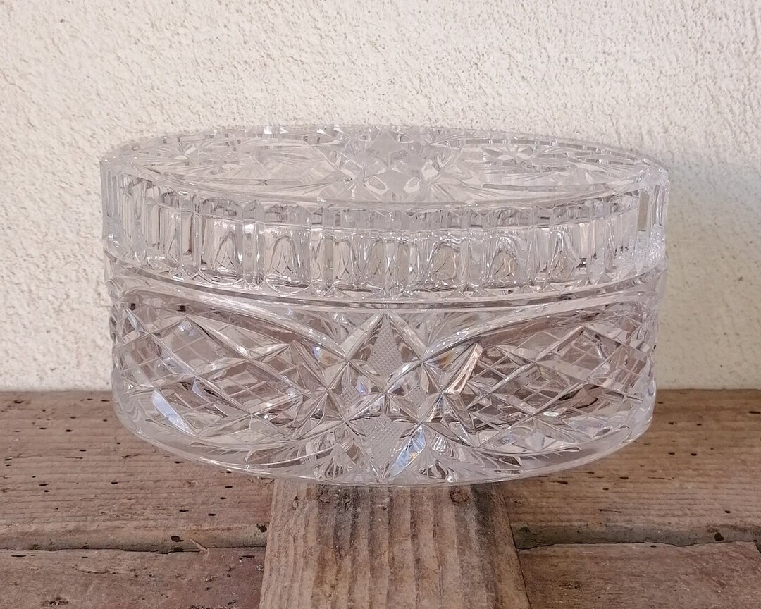 Engraved Lead Crystal Box, Italian, Vintage Jewelry Box, Jewelry Box ...