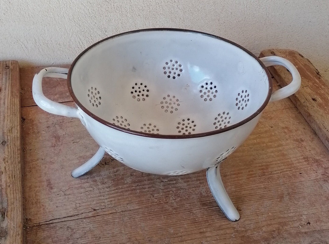 Pasta Colander in Enamelled Iron, Antique, 50s, Italian, Farmhouse ...