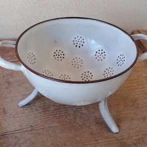 Pasta Colander in Enamelled Iron, Antique, 50s, Italian, Farmhouse ...