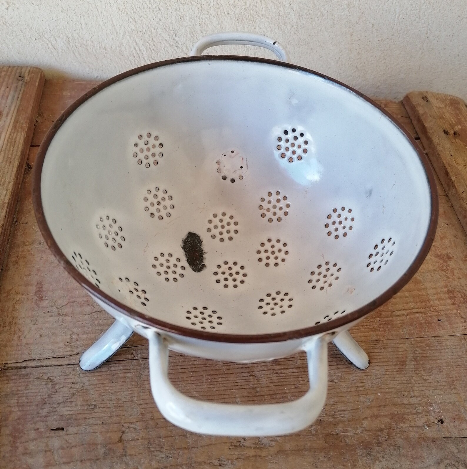 Pasta Colander in Enamelled Iron, Antique, 50s, Italian, Farmhouse ...