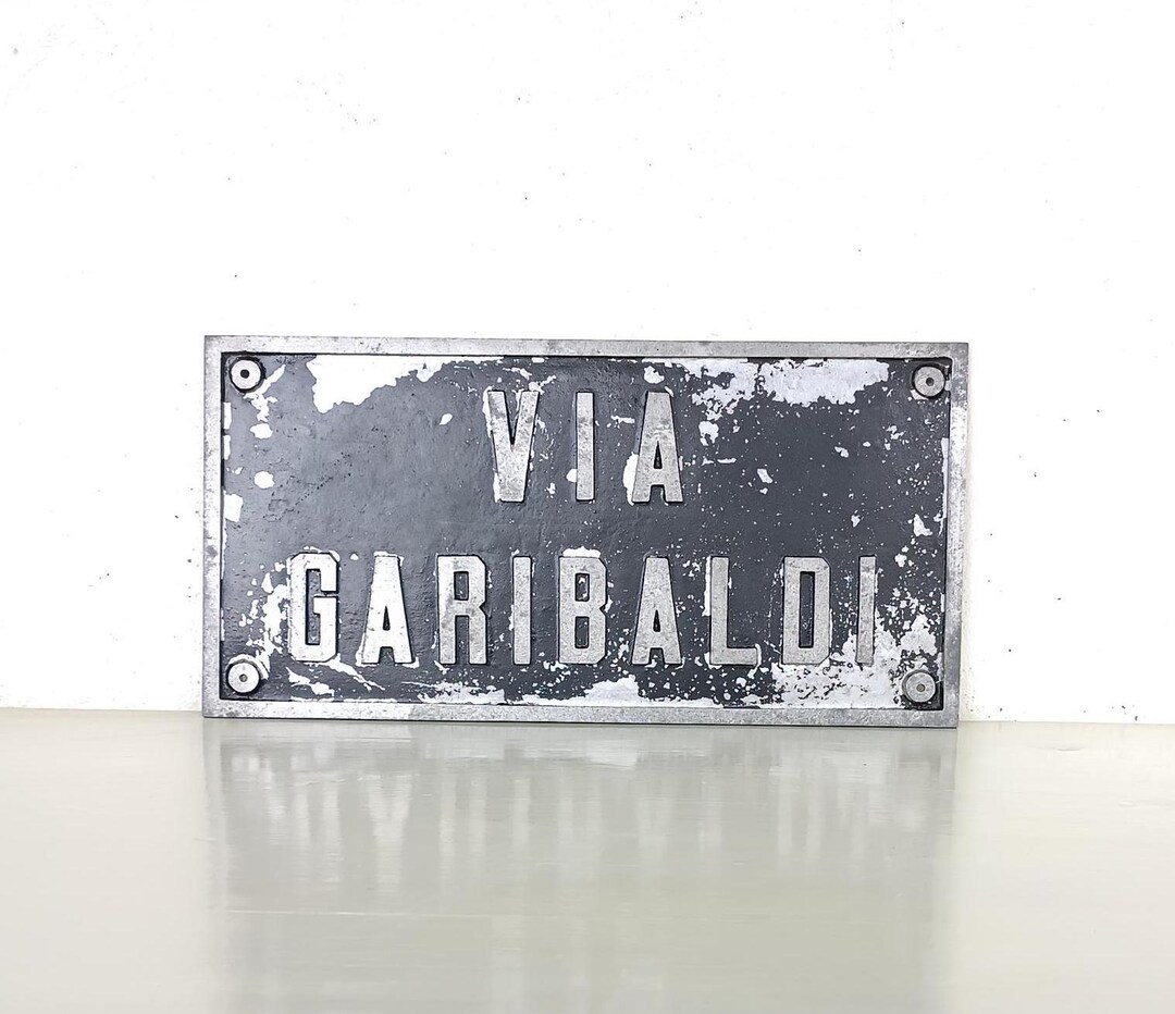 Vintage Street Name Sign, via Garibaldi, 1950s, Italian, Rectangular ...