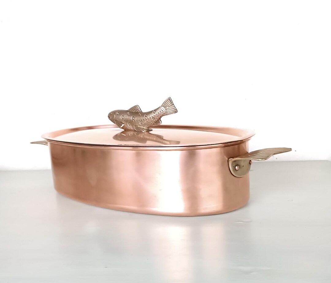 Large Copper Fish Kettle With Lid and Inner Pan, Fish Kettle, Stokli ...