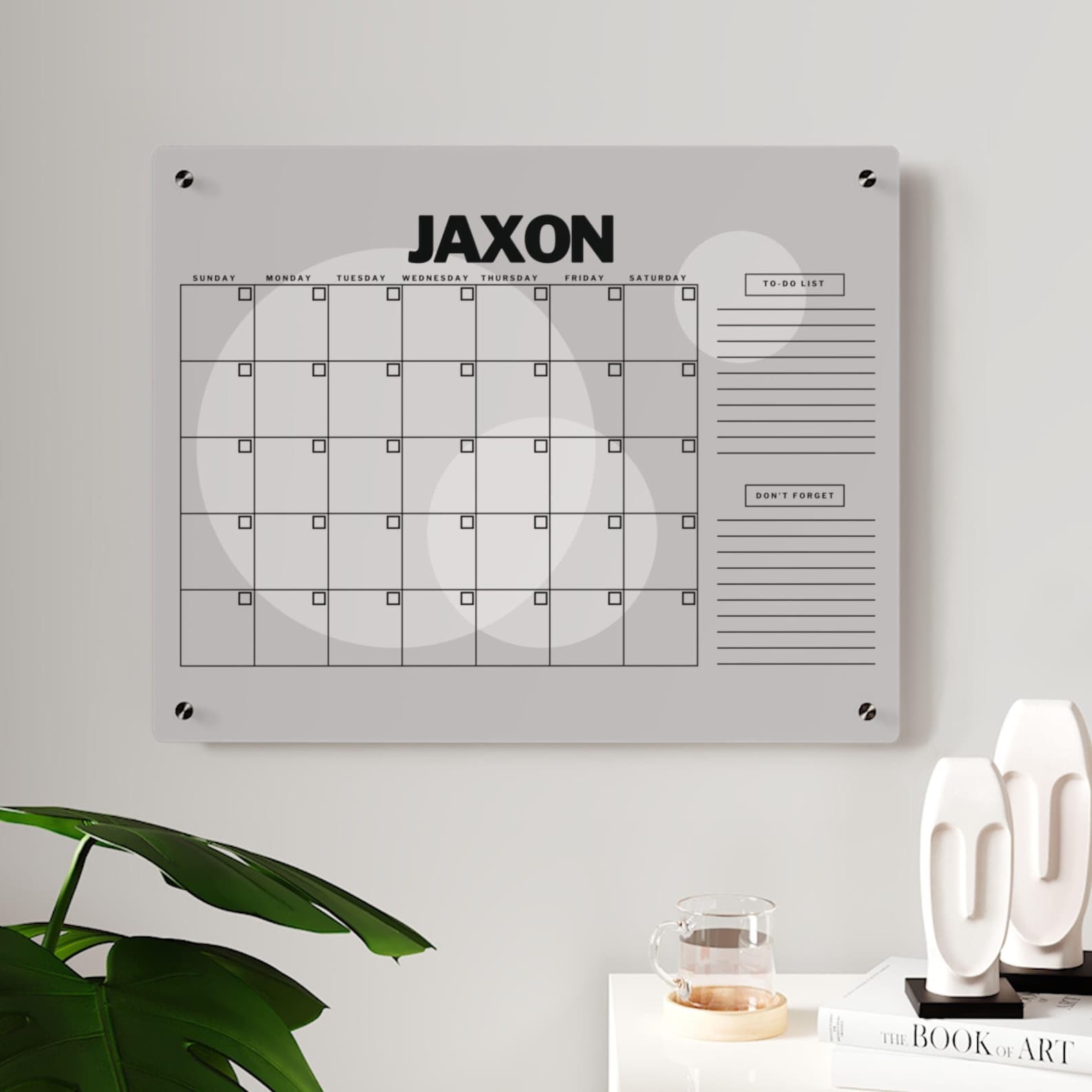 Personalized Acrylic Monthly Calendar Dry Erase Monthly Acrylic ...