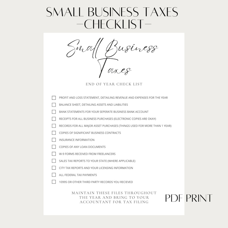 Small Business Tax Checklist, Preparing Your Small Business Taxes ...