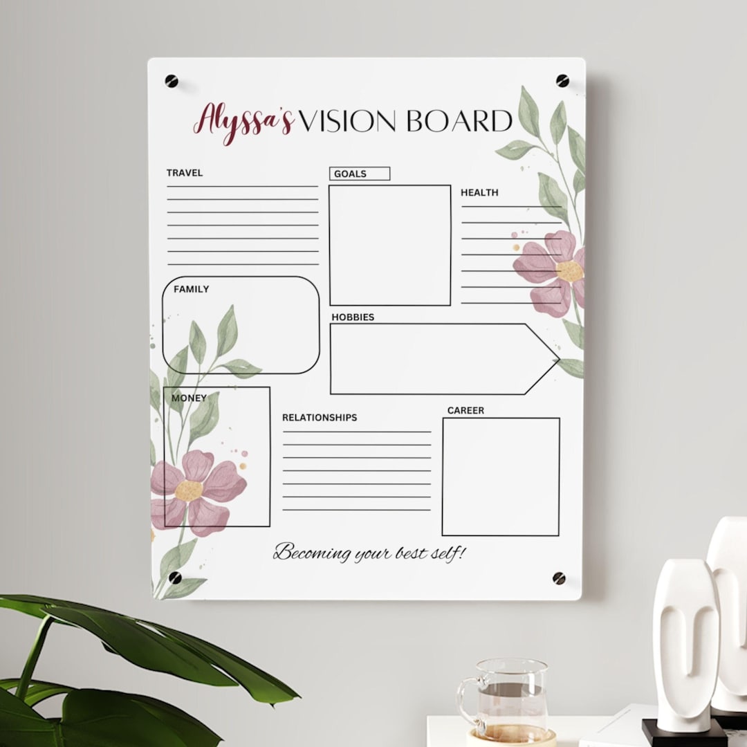 Acrylic Personalized Vision Board Personalized Acrylic Wellness Planner ...