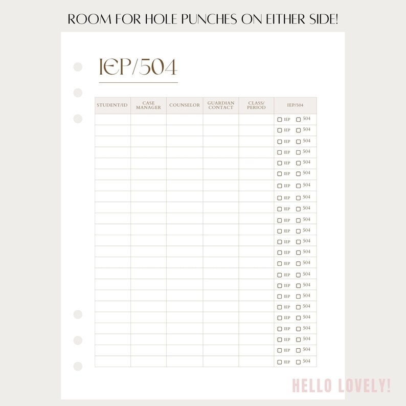 Student IEP 504 Plan Teacher Template, Digital IEP Tracker, Teacher ...