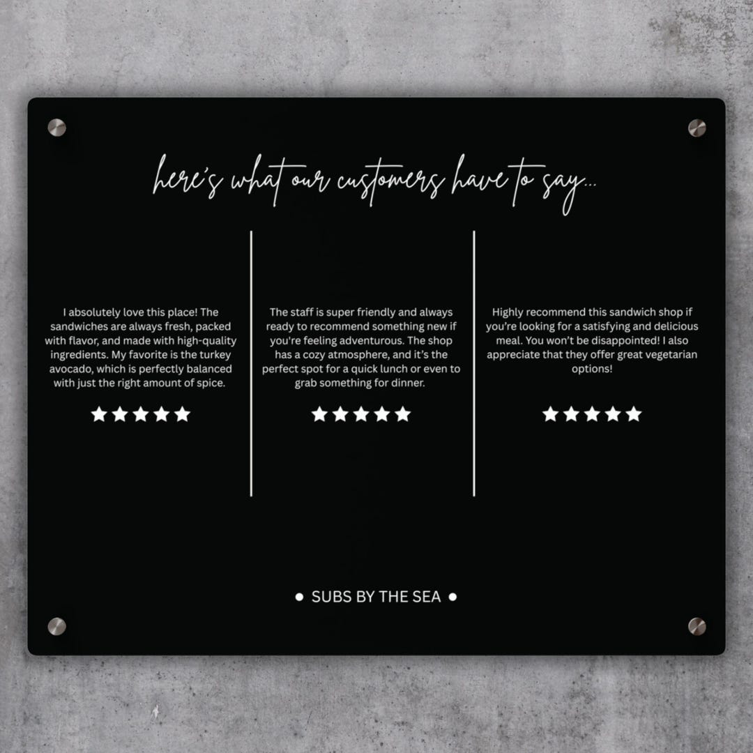 Customer Review Plaque, Custom Business Review Board, Client ...
