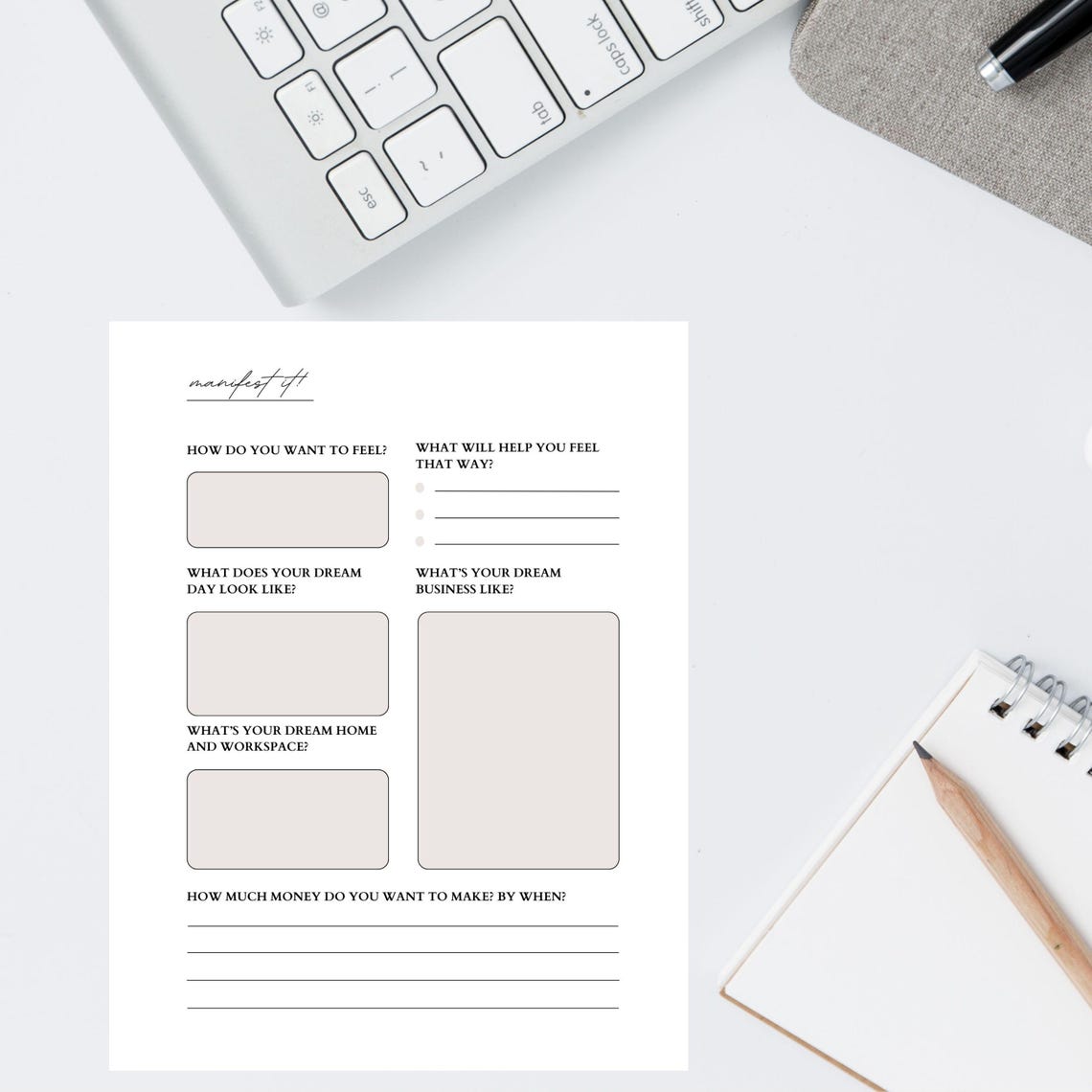 Manifestation Spreadsheet, Manifesting Your Dreams Pdf Print, Vision ...