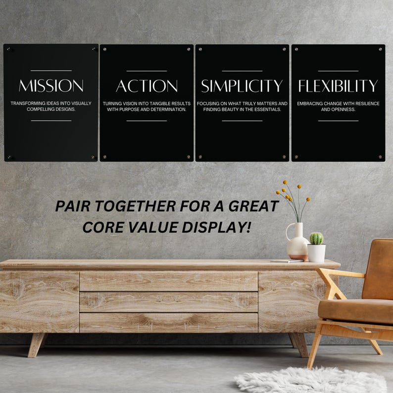Custom Mission Statement Plaque, Business Wall Display, Custom Values ...