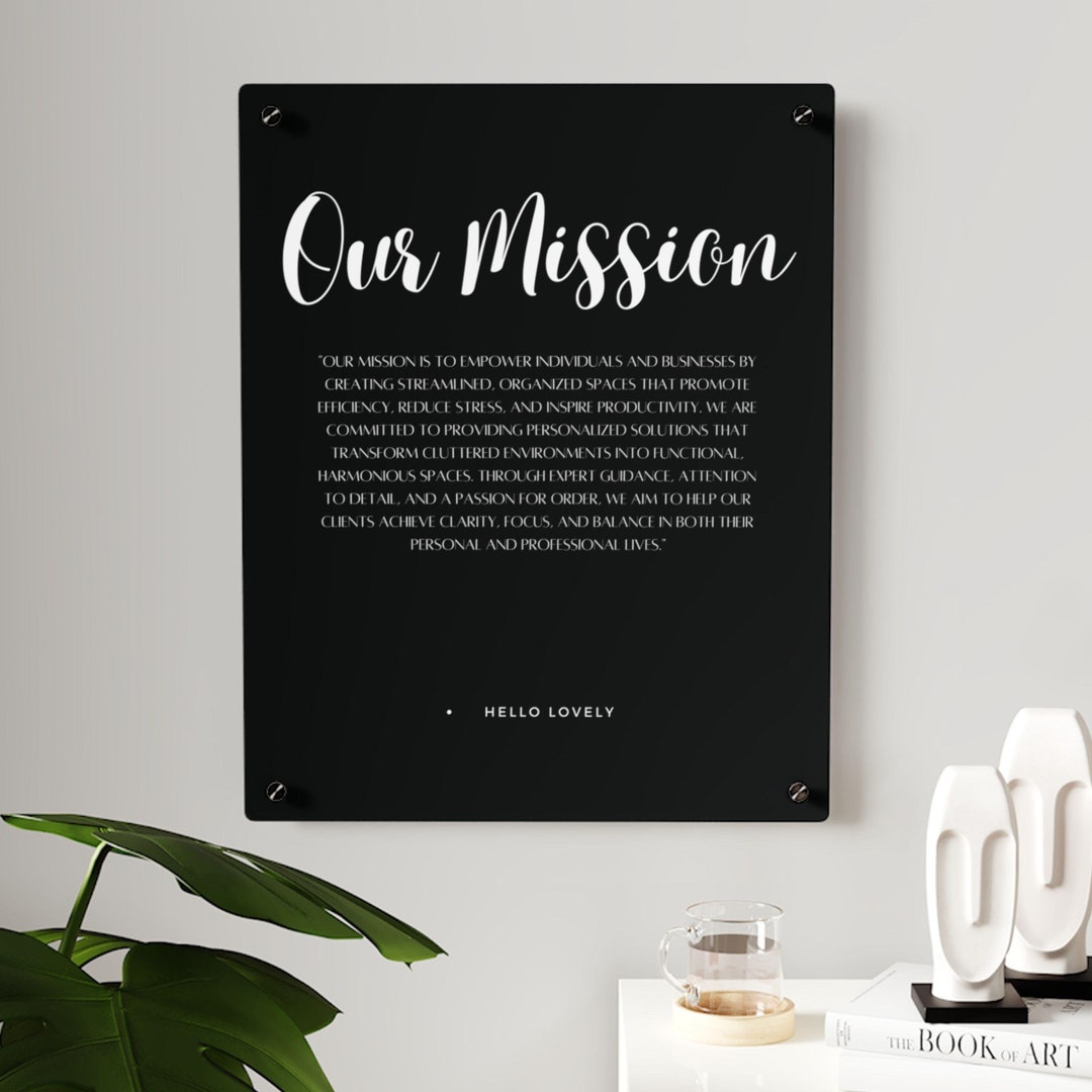 Personalized Acrylic Mission Statement Plaque Personalized Office Decor ...