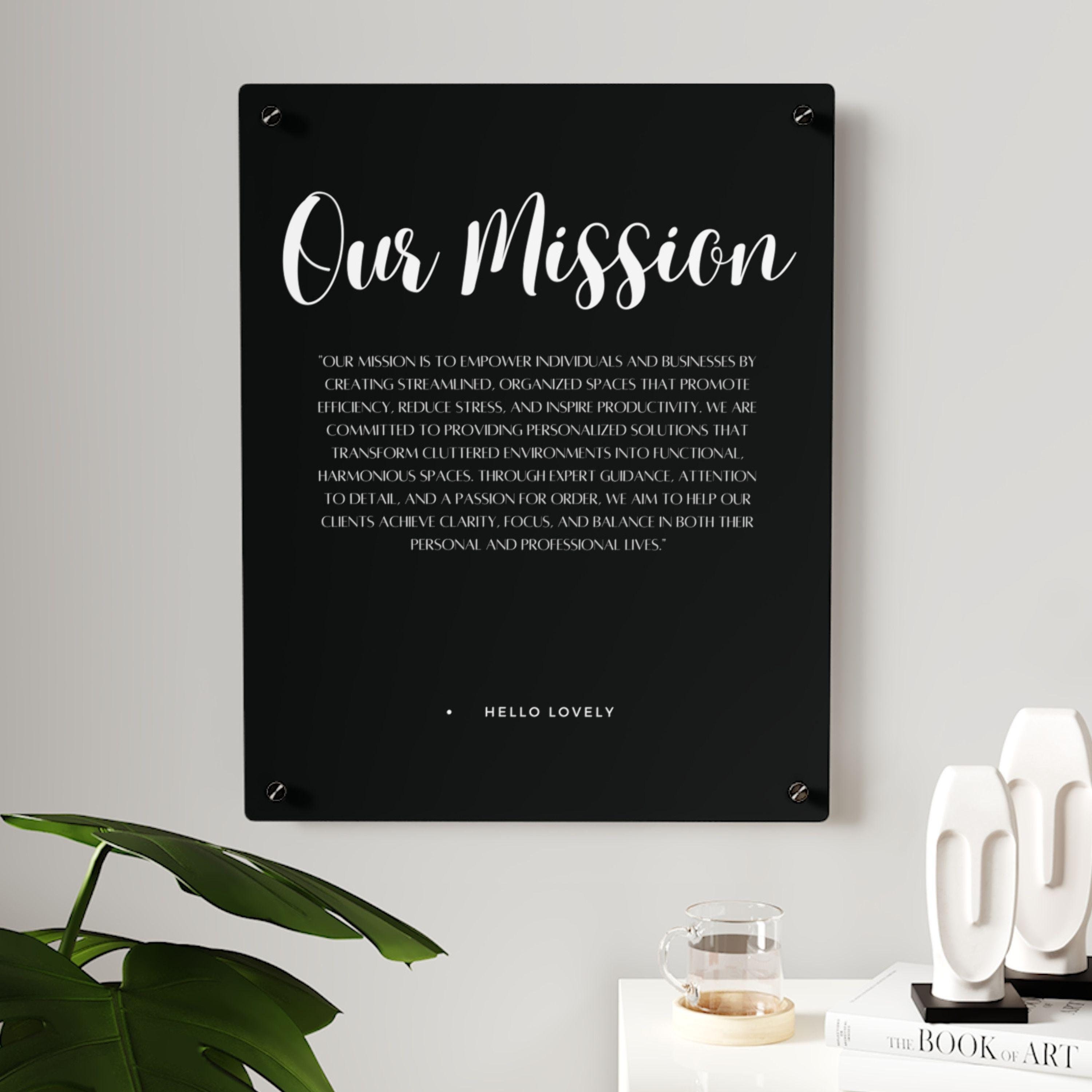 Personalized Acrylic Mission Statement Plaque Personalized Office Decor ...