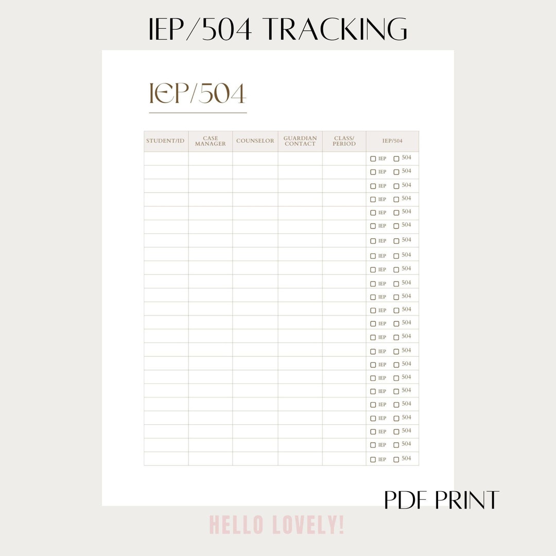 Student IEP 504 Plan Teacher Template, Digital IEP Tracker, Teacher ...