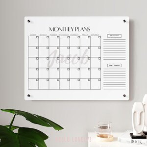 Personalized Acrylic Monthly Calendar Dry Erase Monthly Acrylic Planner ...