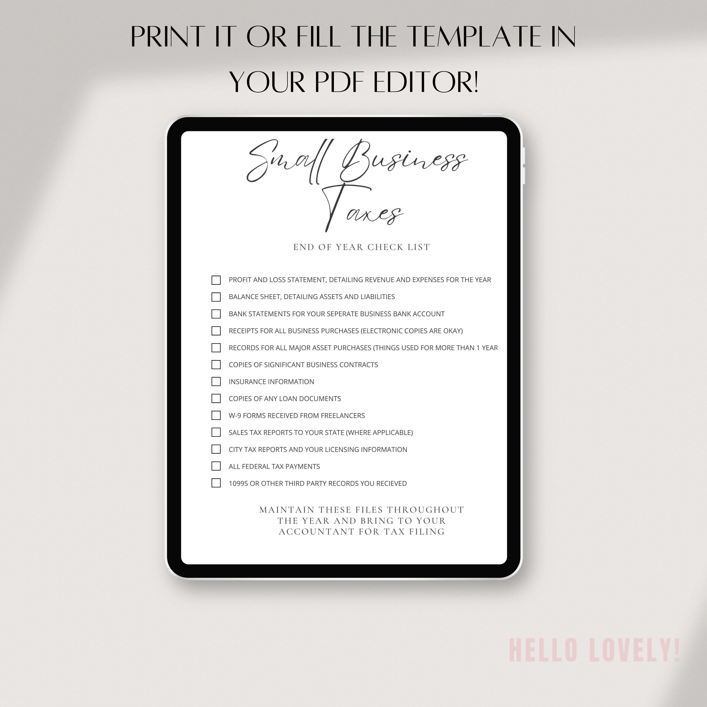 Small Business Tax Checklist, Preparing Your Small Business Taxes ...