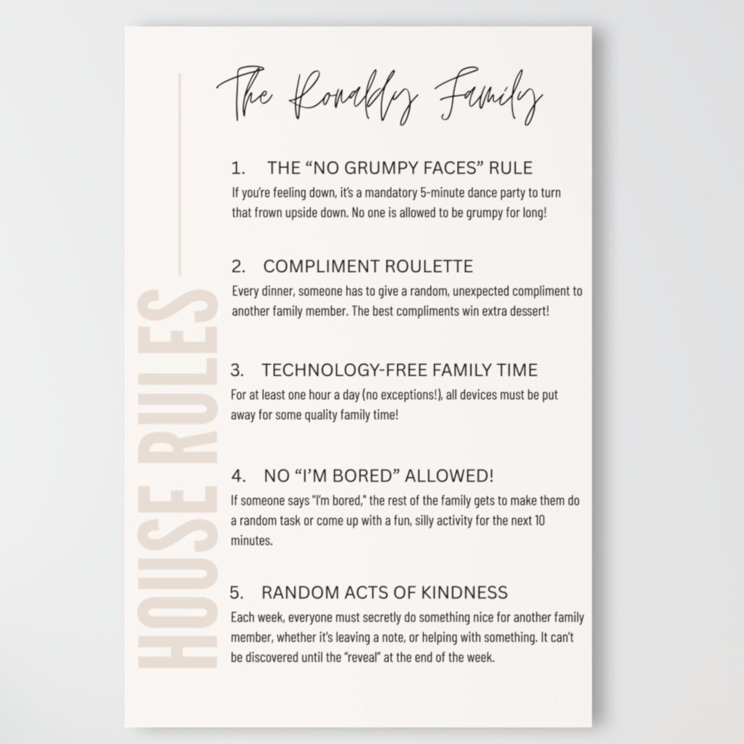 Custom House Rules, Family Values Acrylic Sign, Custom Family Mission ...