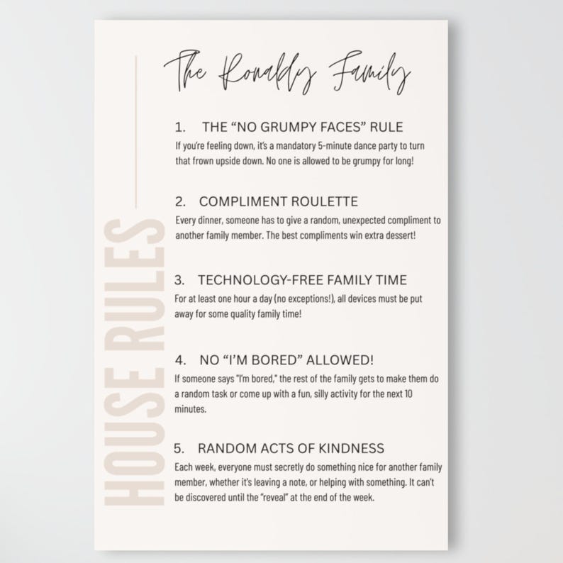Custom House Rules, Family Values Acrylic Sign, Custom Family Mission ...