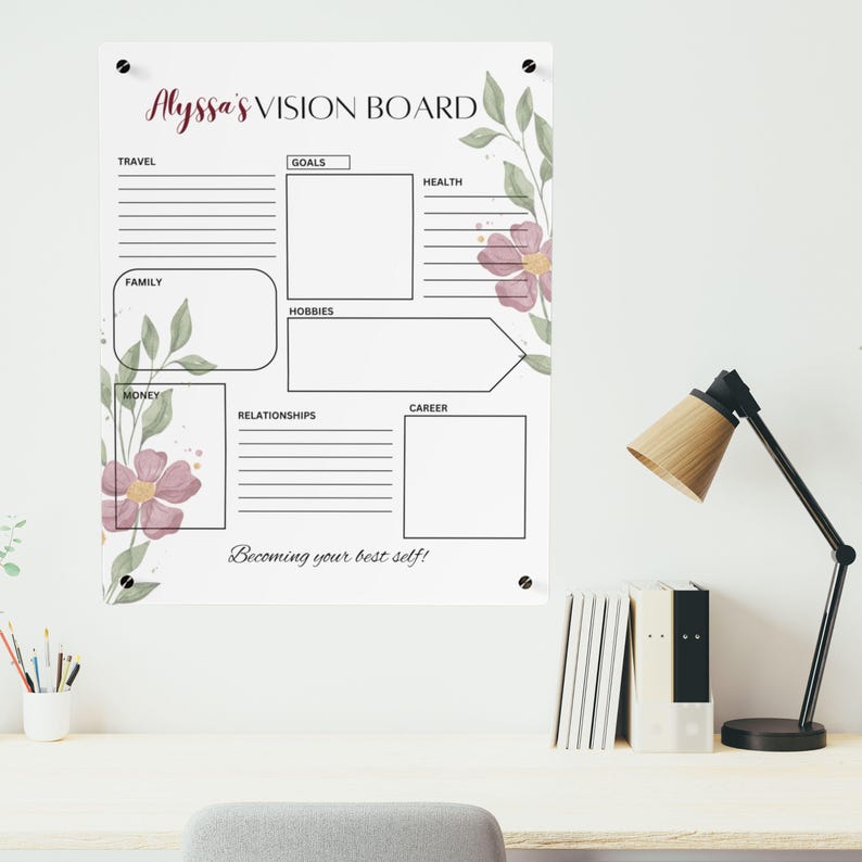 Acrylic Personalized Vision Board Personalized Acrylic Wellness Planner ...