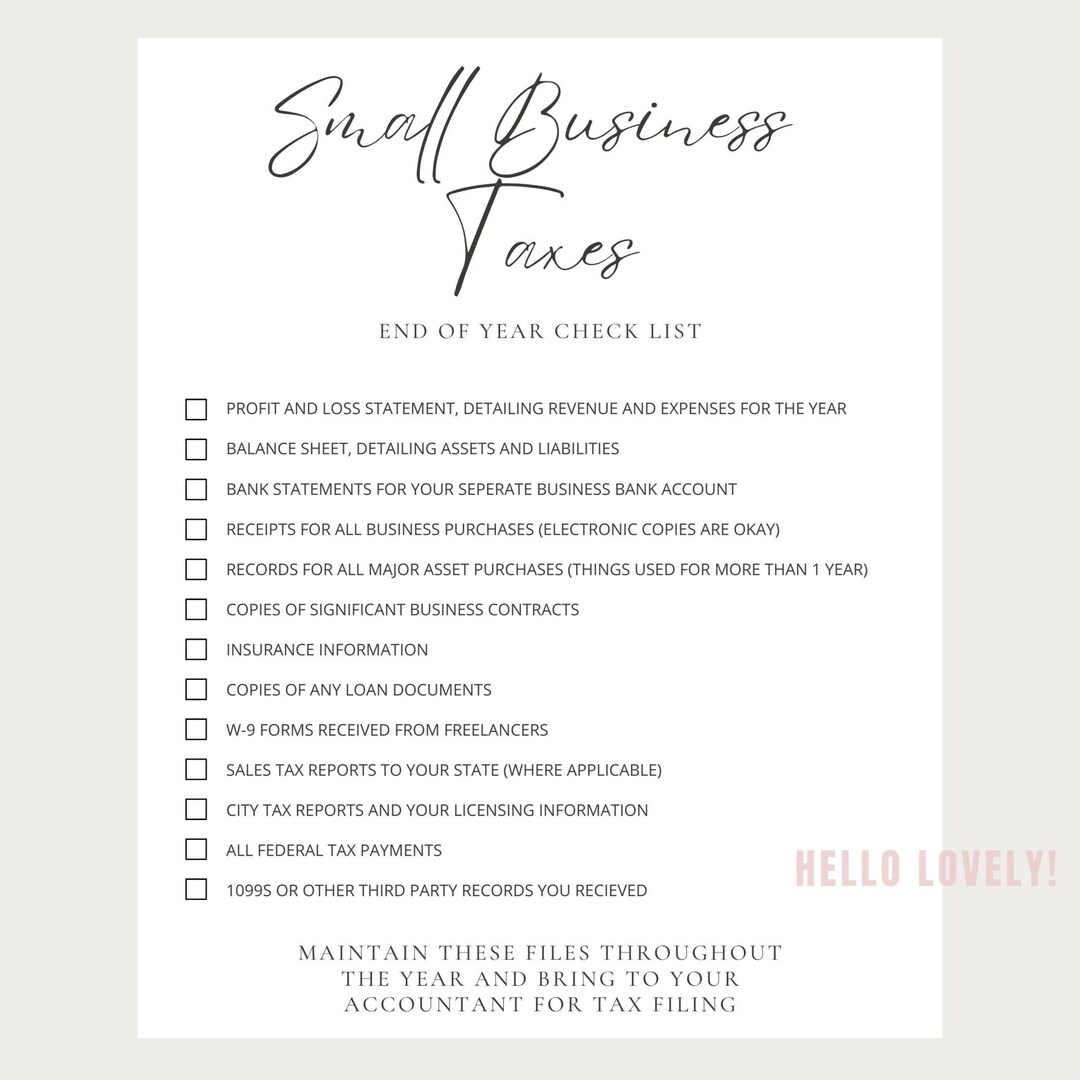 Small Business Tax Checklist, Preparing Your Small Business Taxes ...