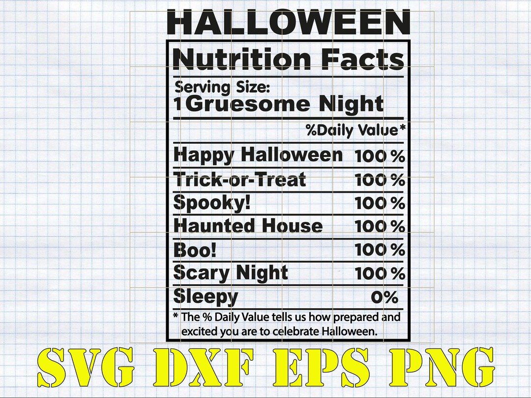 Halloween Nutrition Facts PNG and SVG Cutting Files Digital - Etsy