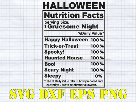 Halloween Nutrition Facts PNG and SVG Cutting Files Digital - Etsy