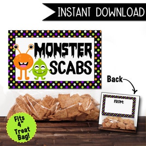 Monster Scabs Halloween Treat Topper, Funny Halloween Treat Bag Label ...