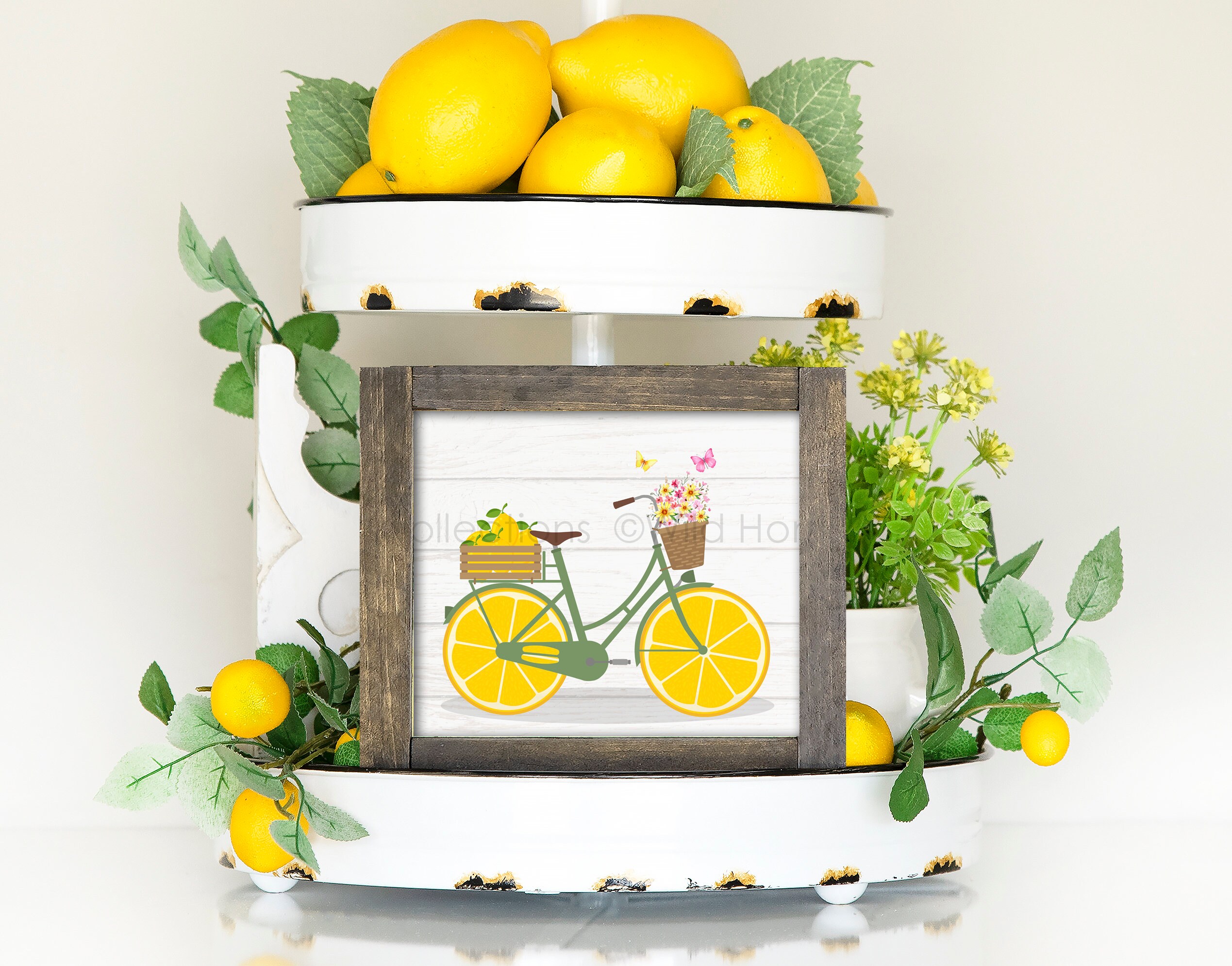 Lemon Bicycle Printable Decor Farmhouse Spring Decor Green | Etsy