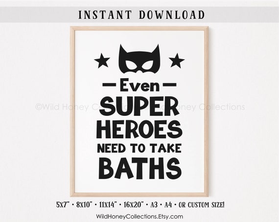 Superhero Bathroom Signs Even Super Heroes Need To Take Baths,
