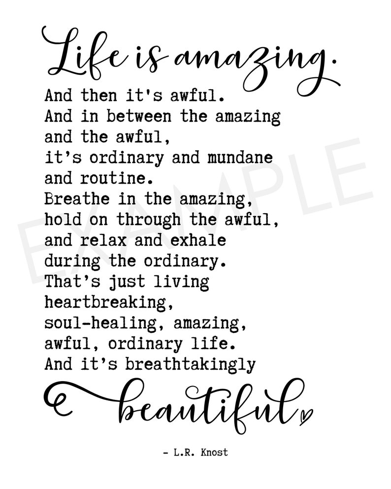 Life is Amazing Large Printable Art Inspirational Sign Life | Etsy