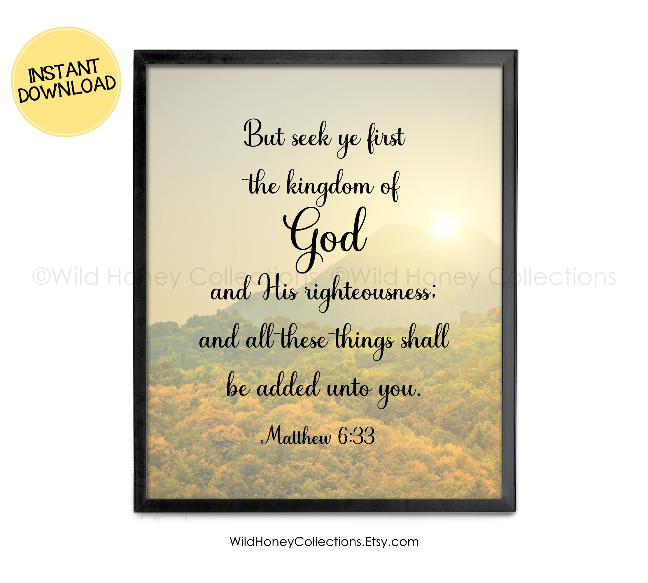 Seek Ye First The Kingdom of God Matthew 6:33 Printable | Etsy