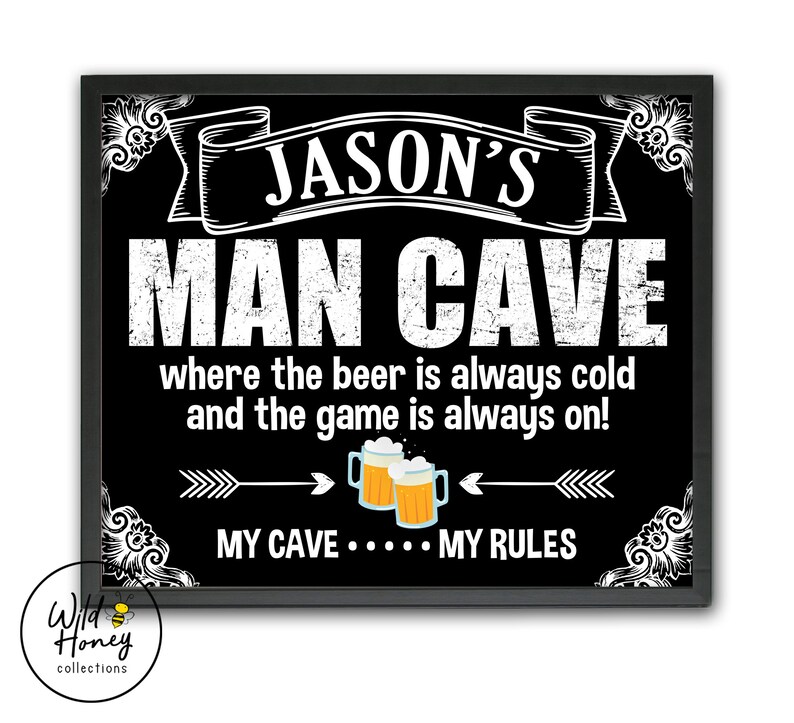 Man Cave Sign, Personalized Printable Bar Sign, Father's Day Gift ...