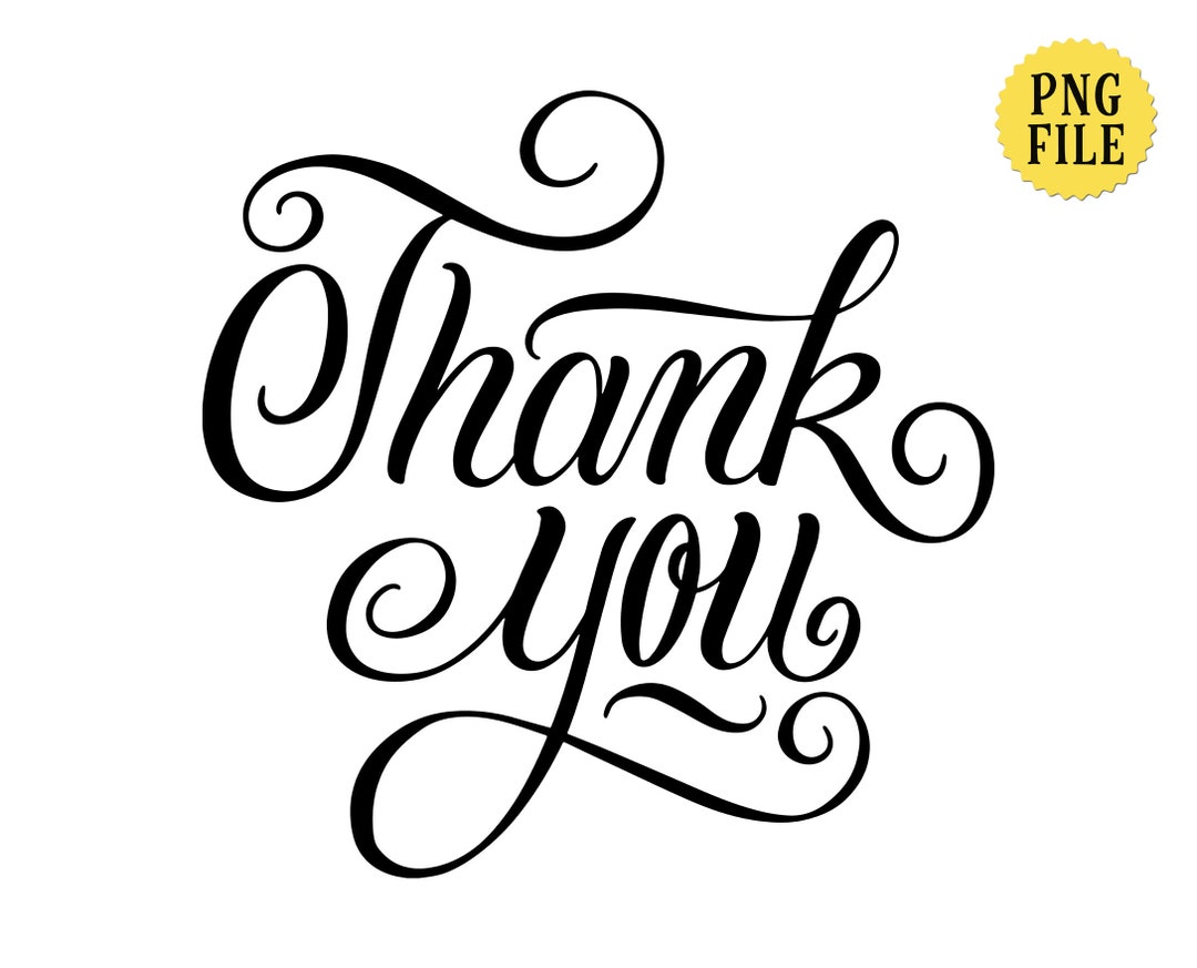 Thank You, PNG File, Typography, Transparent File, Sublimation ...