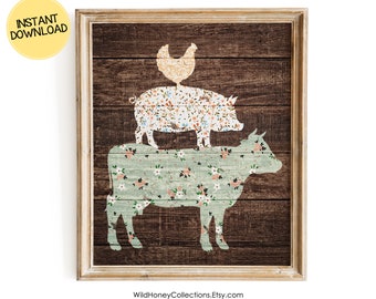 Stacking Farm Animals / Cow, Sheep, Pig, Chicken Stack / Primitive ...