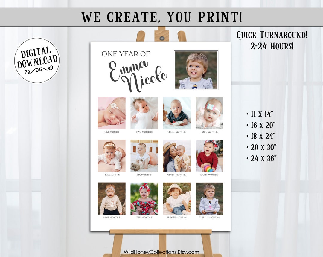 My First Year Photo Printable Poster, Photo Collage, Babys First Year ...