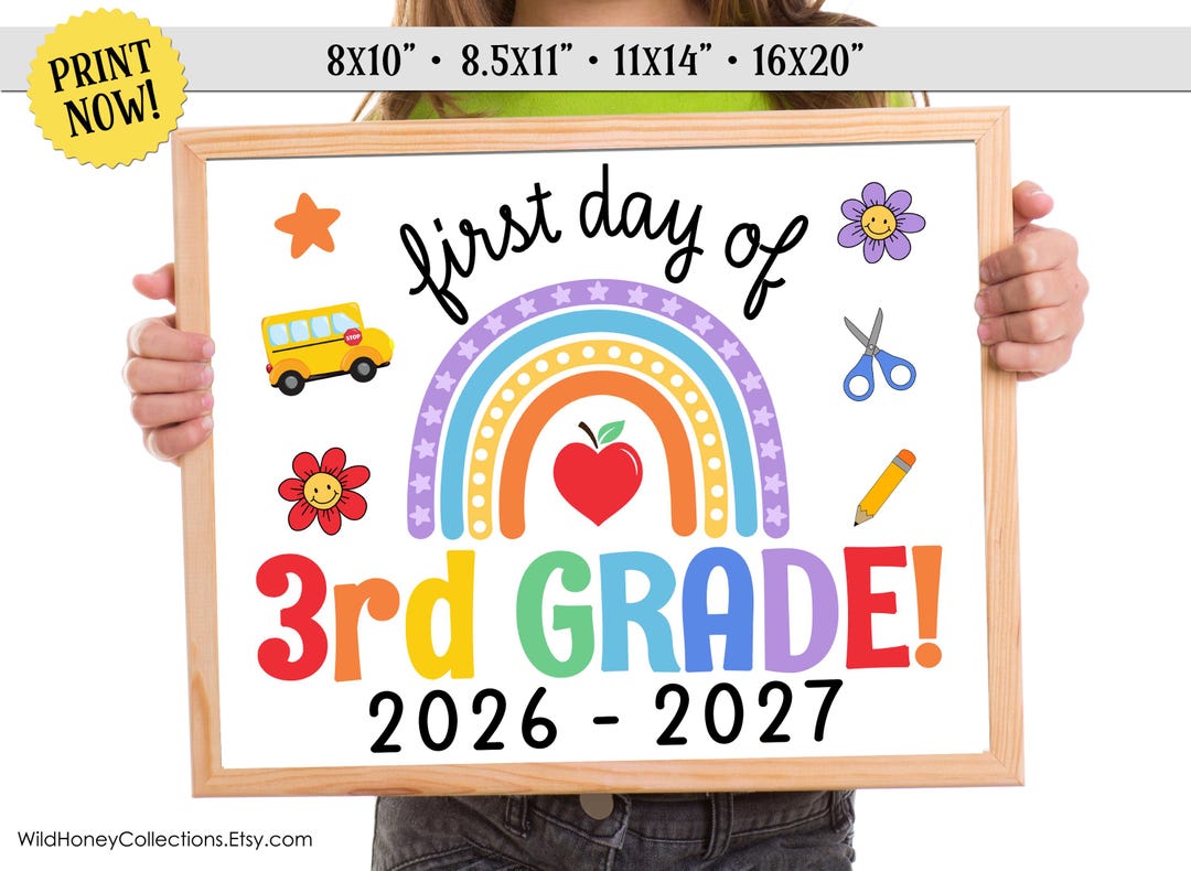Printable First Day of 3rd Grade Sign | 2026 2027 | DIGITAL DOWNLOAD - Etsy