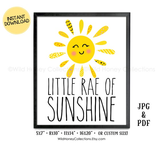 Little Rae of Sunshine Cute Sun Printable Decor Wall Art | Etsy