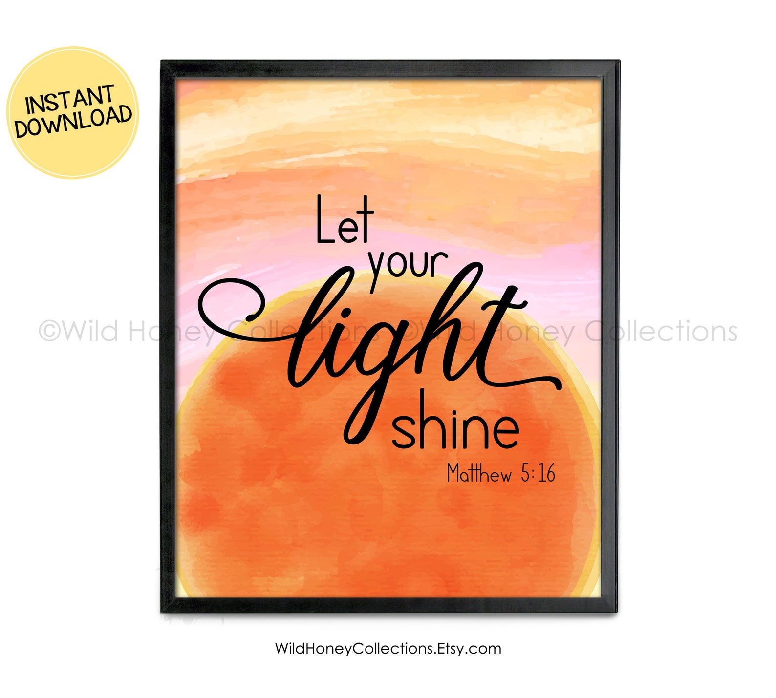 Let Your Light Shine Matthew 5:16 Religious Scripture Wall | Etsy
