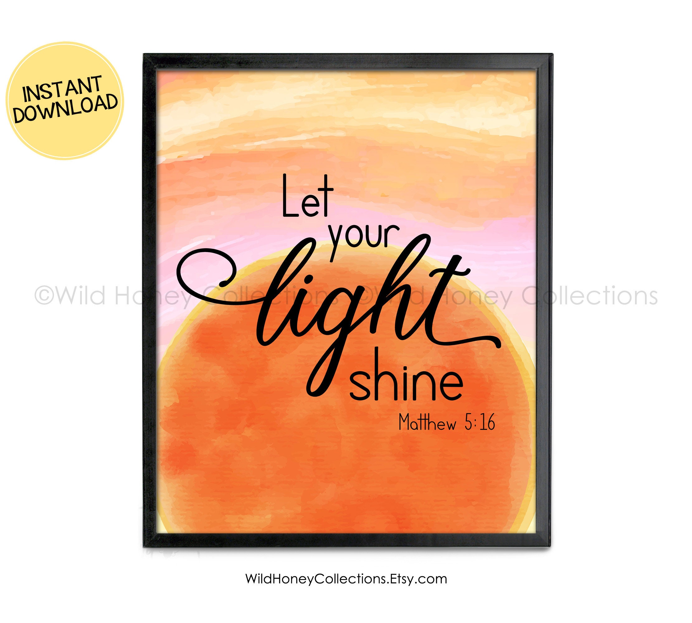Let Your Light Shine Matthew 5:16 Religious Scripture Wall | Etsy