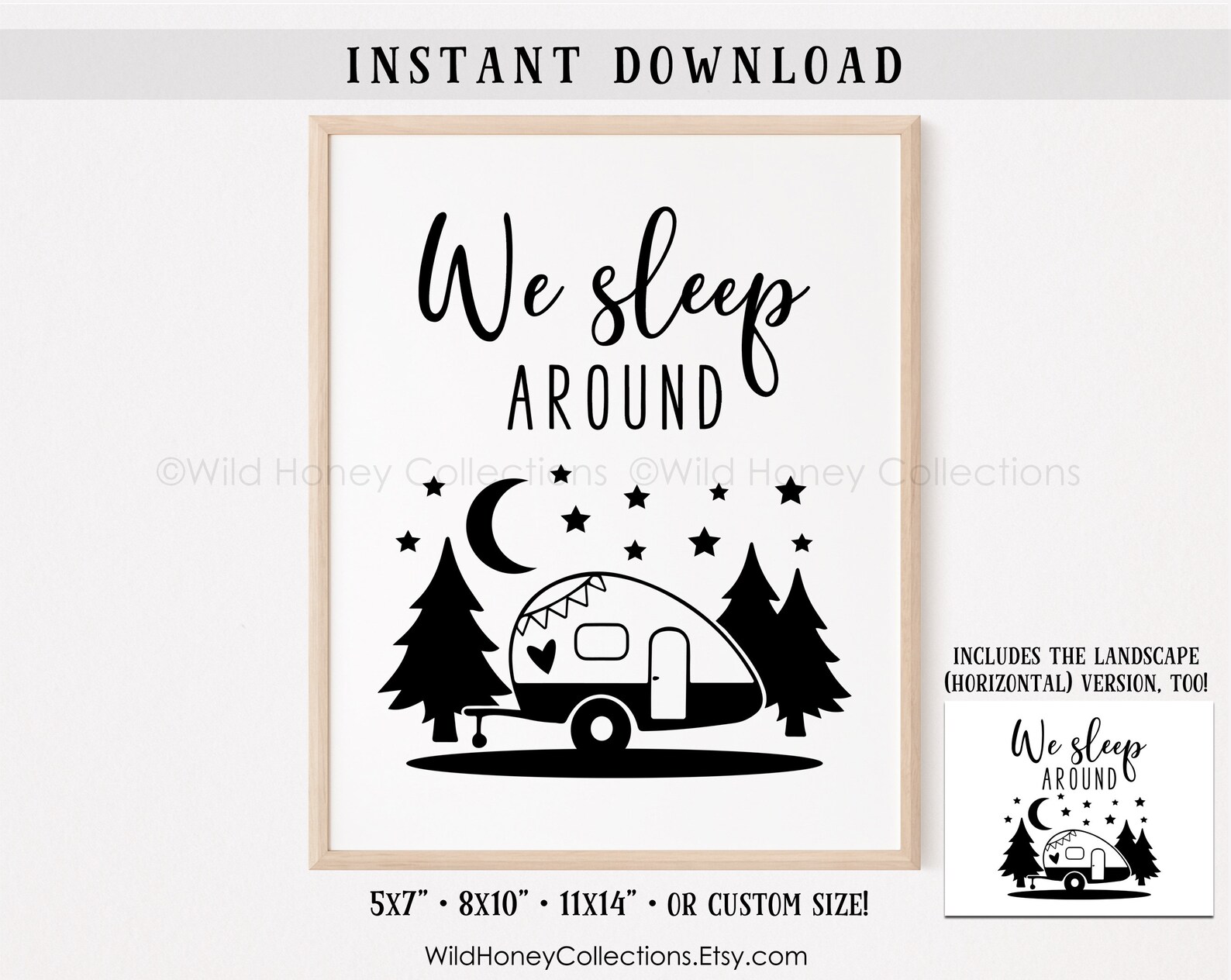 We Sleep Around, Funny Printable Camping Sign, INSTANT DIGITAL DOWNLOAD ...
