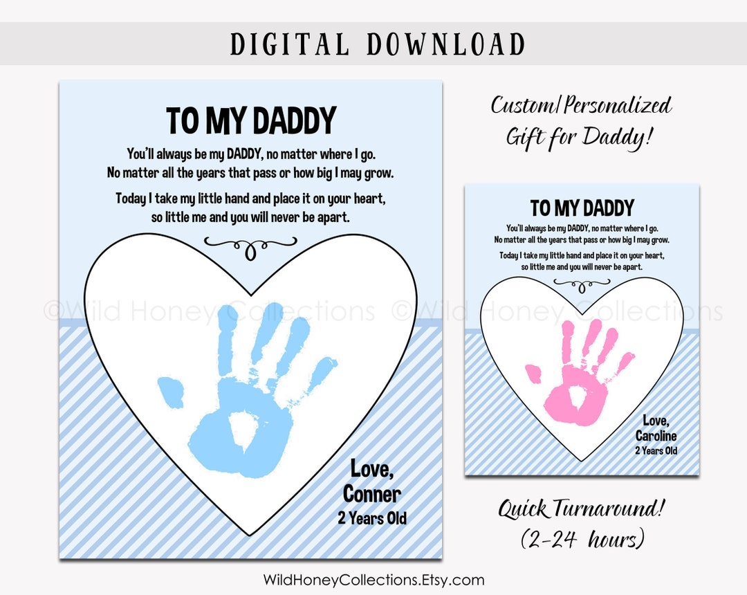 Personalized Handprint Poem for Daddy, Dad Gift, Father's Day, Custom ...