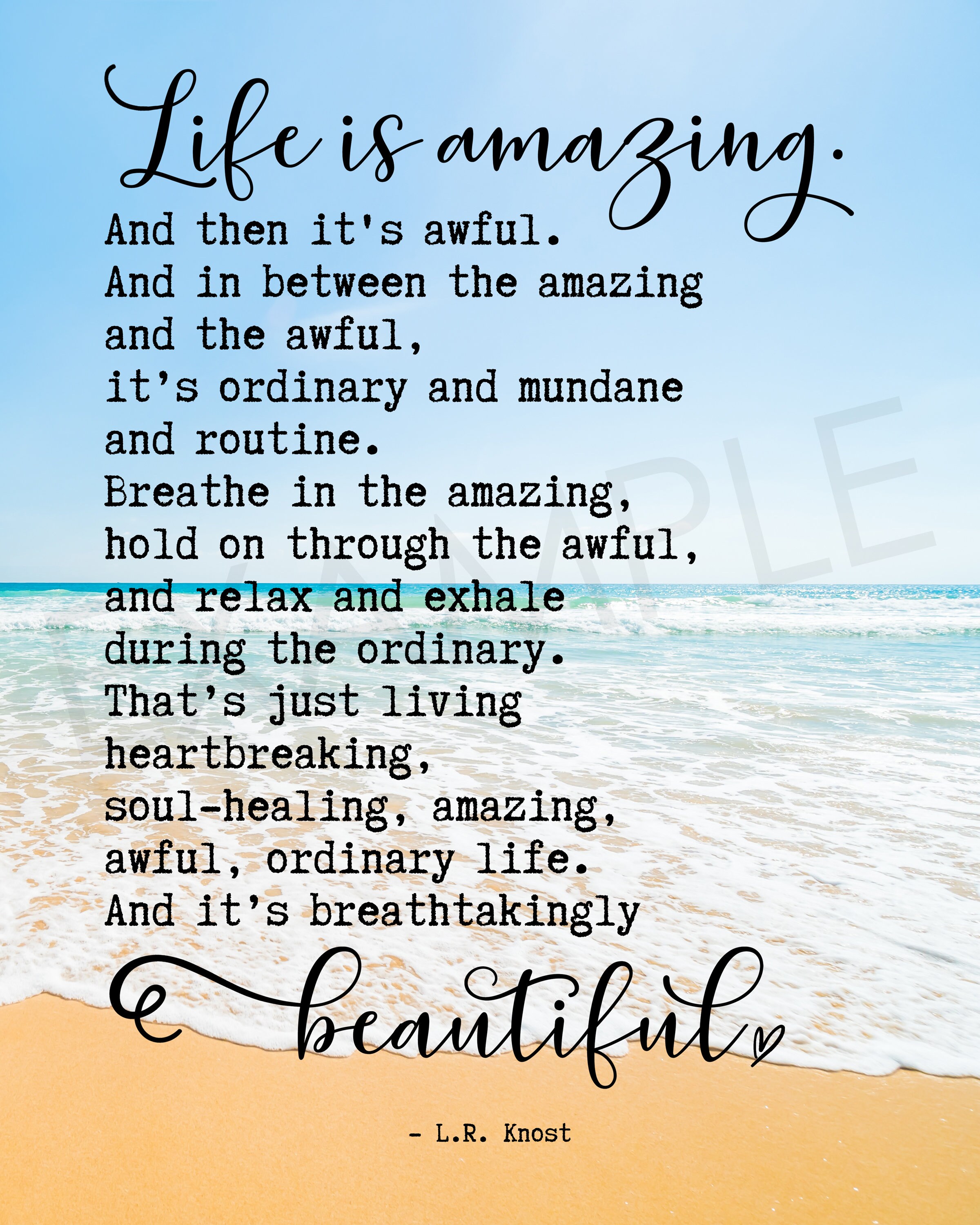 Life is Amazing Large Printable Wall Art Beach Scene | Etsy