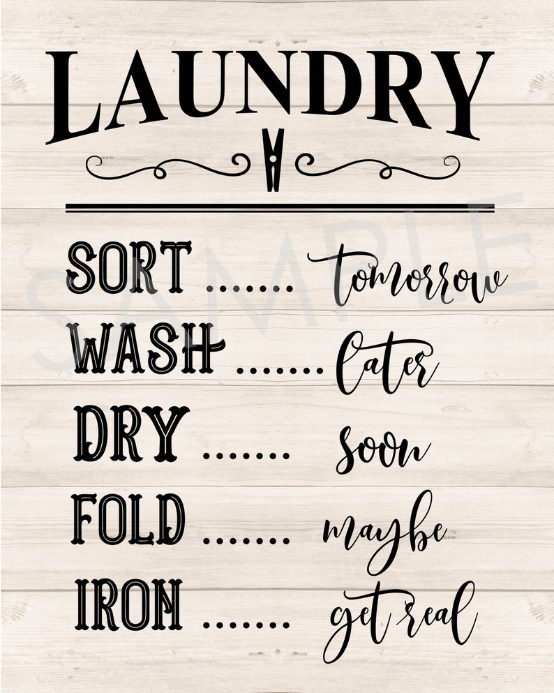 Funny Laundry Room Printable Sign Sort Wash Dry Fold Iron - Etsy