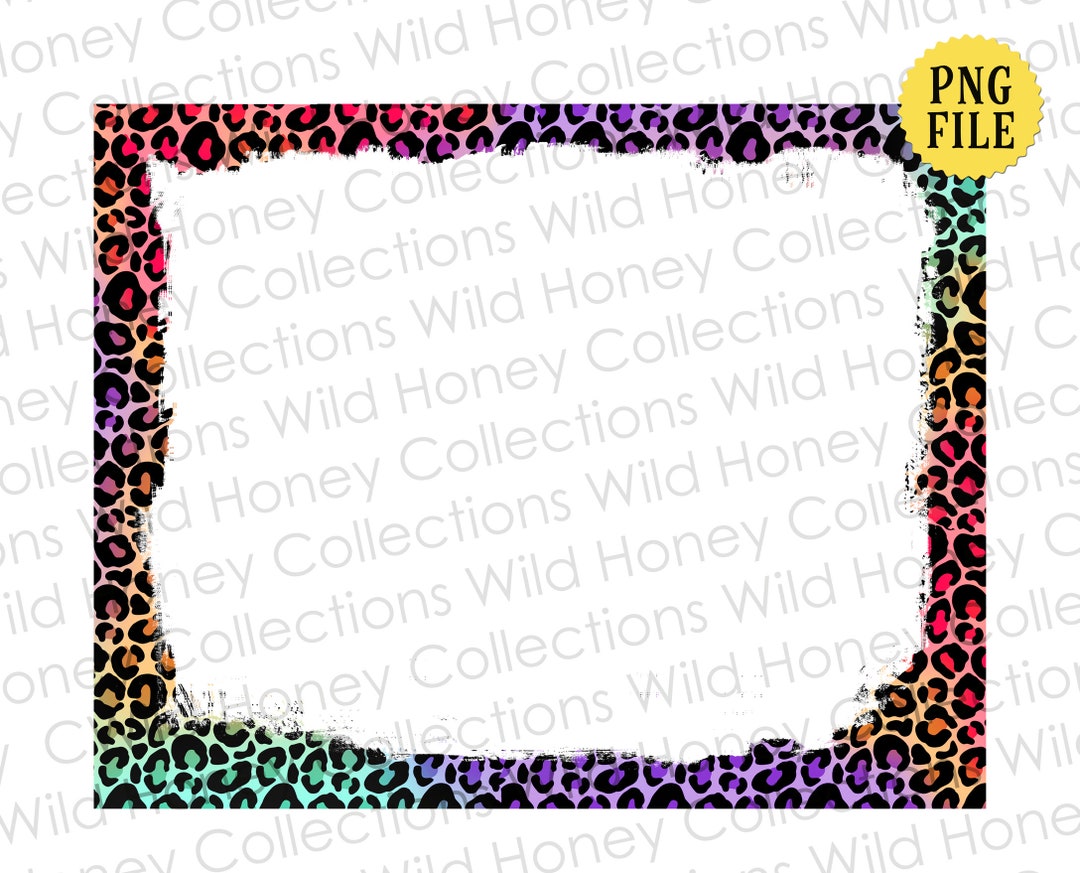 Colorful Leopard Border, Grunge Animal Print Border, Distressed, PNG ...