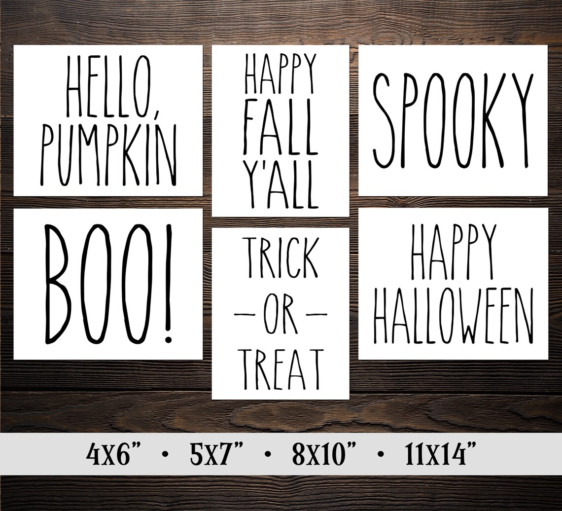 Halloween Fall Words Printable Decor Hello Pumpkin Happy - Etsy