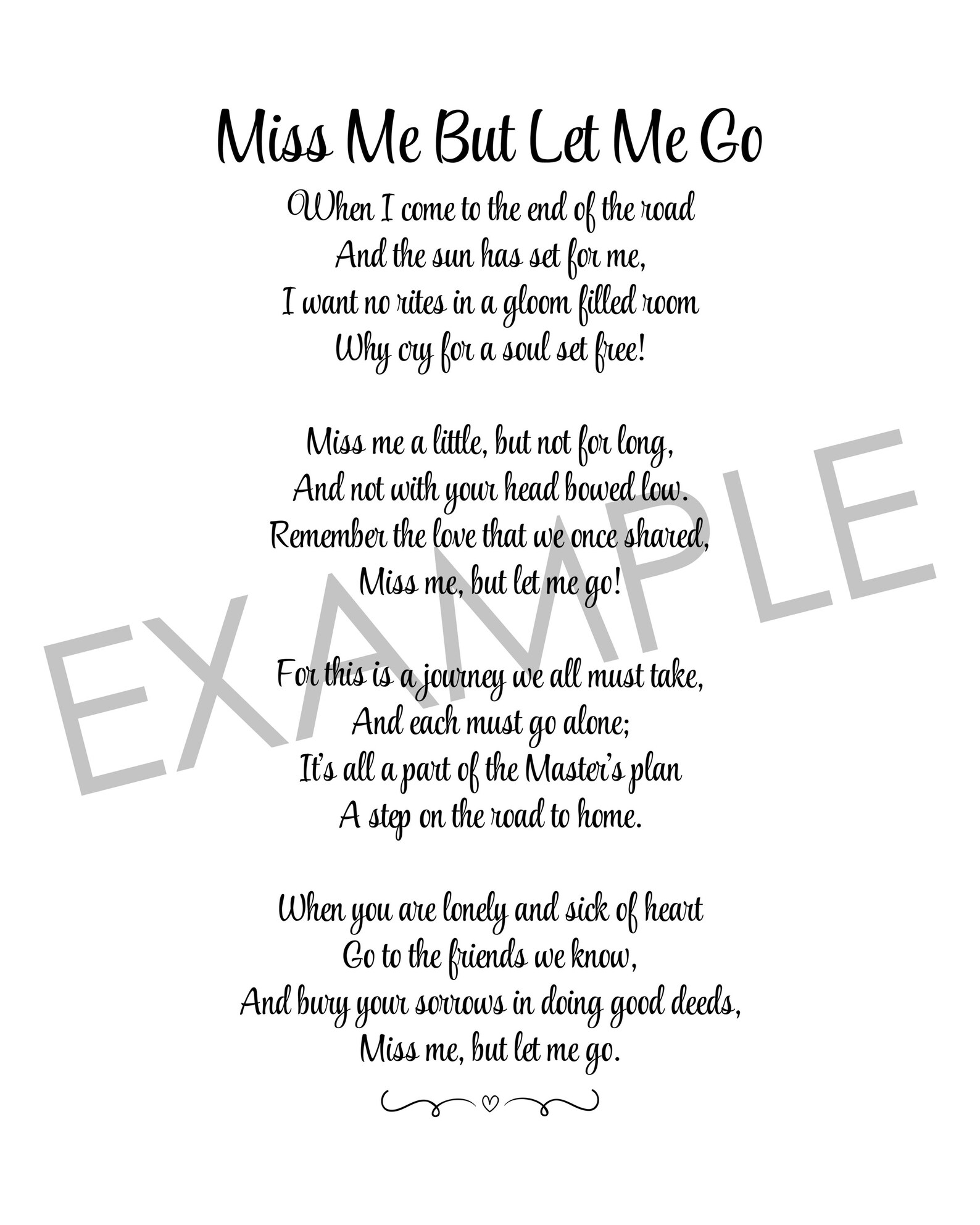 Miss Me But Let Me Go Funeral Poem Lost Loved One Poem In | Etsy
